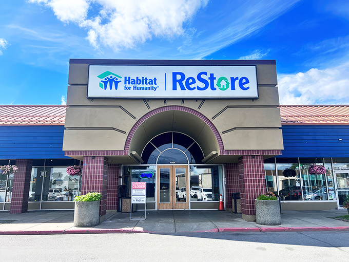 Step right up to the treasure trove! This inviting entrance is like the wardrobe to Narnia, but instead of talking lions, you'll find talking price tags that whisper "Take me home!"