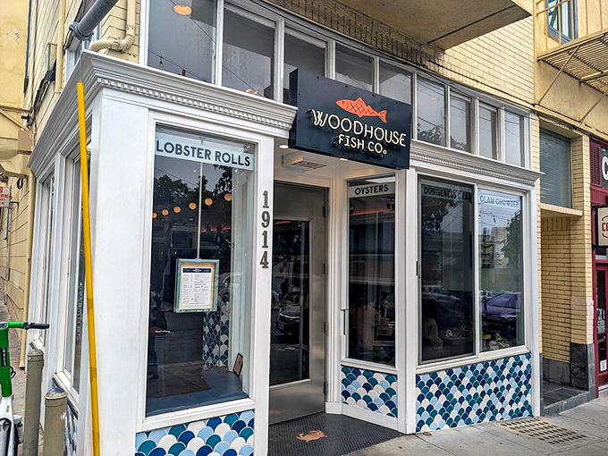 The blue-and-white scalloped tiles of Woodhouse Fish Co. don&rsquo;t scream for attention&mdash;they quietly hint at the ocean&rsquo;s treasures waiting just beyond the door.