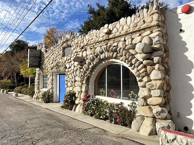 This stone fa&ccedil;ade isn't just a restaurant entrance&mdash;it's a portal to Provence hiding in plain sight along Sierra Highway.