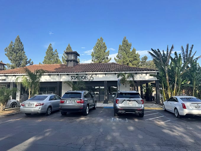 Another angle reveals this strip mall gem where parking is plentiful and lobster rolls are legendary.