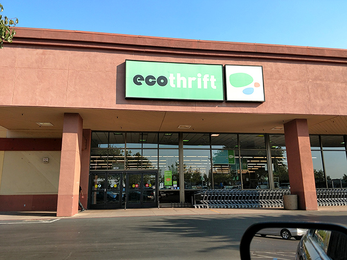 The bright green sign beckons like a siren call to bargain hunters. This unassuming storefront hides a wonderland of secondhand treasures waiting to be discovered.