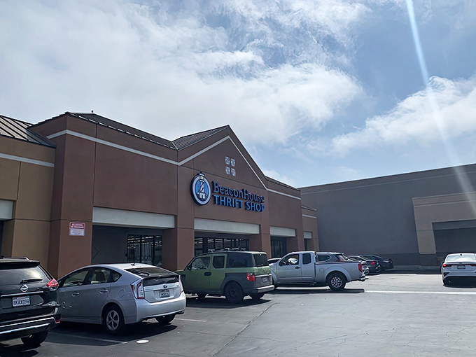 The unassuming exterior of Beacon House Thrift Shop&mdash;where treasure hunters park their cars before embarking on bargain-seeking adventures.