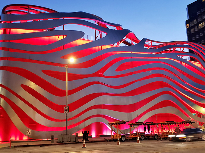 The Petersen's exterior is what happens when a Hot Wheels package meets modern architecture &ndash; a rippling metallic masterpiece that's as much art installation as building. Los Angeles showing off again, and we're here for it.