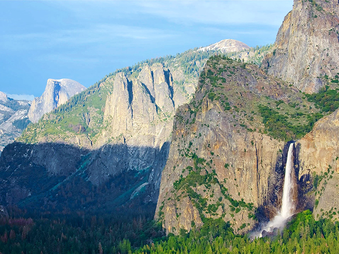 Bridalveil Fall cascades 620 feet down Yosemite's granite face, looking like nature's version of the most dramatic curtain reveal ever.