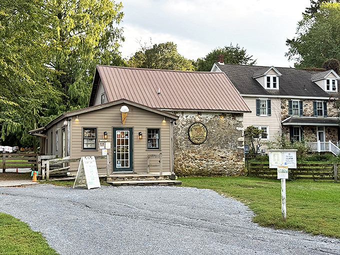 Classic red barn meets luxury cars&mdash;only at Woodside Farm Creamery, where both ice cream and automobile enthusiasts find their happy place.