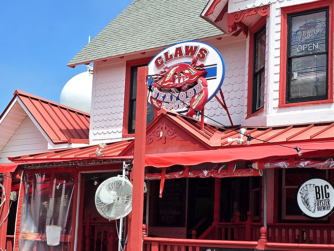 Claws' charming exterior combines classic beach town architecture with a splash of seafood personality, like a coastal cottage that graduated from culinary school.