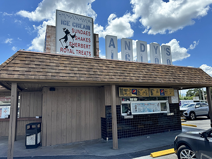 The retro facade of Andy’s Igloo is pure Americana—an old-school Winter Haven gem where the flavors are real, the memories are sweet, and no filter is ever needed.