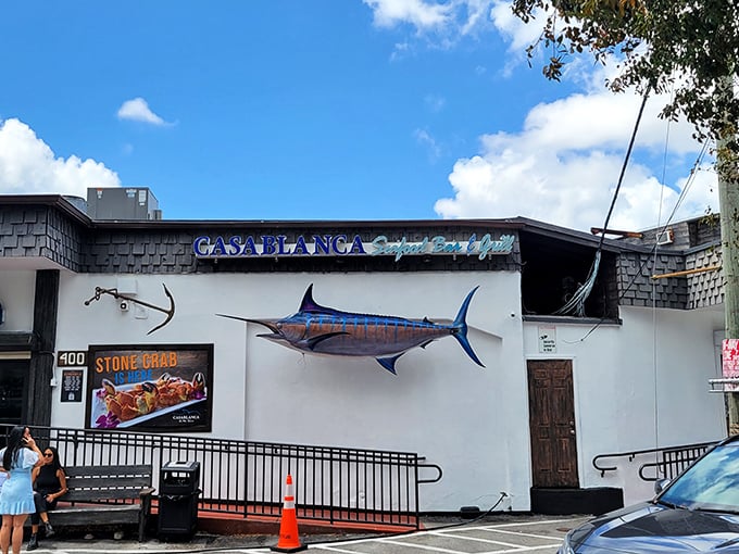 The marlin mounted on Casablanca's exterior isn't just decoration&mdash;it's a promise of the oceanic treasures waiting inside this Miami River gem.