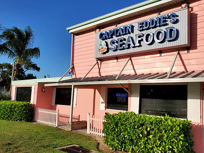 The coral-pink exterior of Captain Eddie's isn't just a building&mdash;it's a beacon calling to seafood lovers across Florida's Gulf Coast.