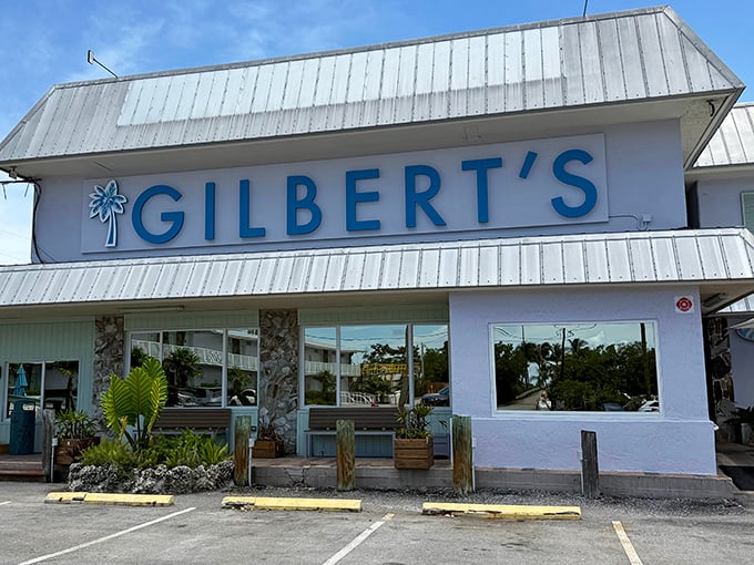 The iconic Gilbert's sign welcomes you like an old friend, promising tropical escape with that unmistakable Keys charm.