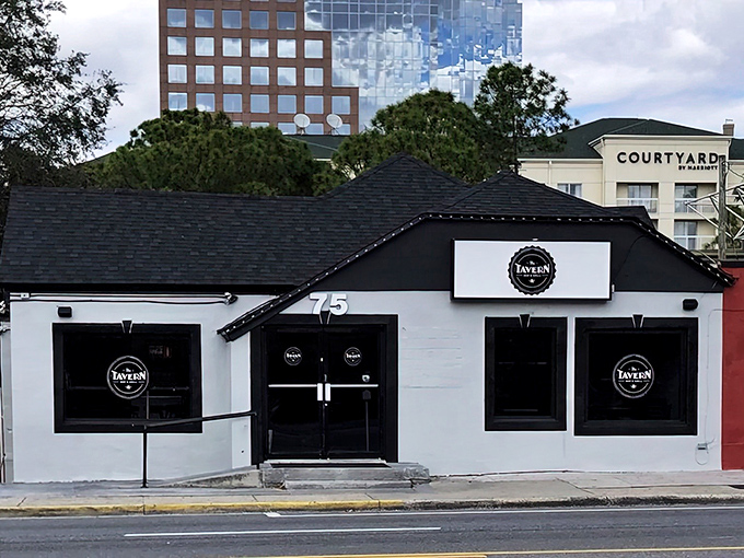 That striking black and white exterior might look modest, but behind those doors lies nacho nirvana waiting to happen.
