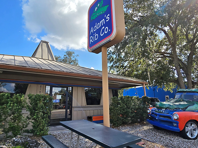 The unassuming exterior of Adam's Rib Co. proves the old adage: the less fancy the building, the better the barbecue inside.
