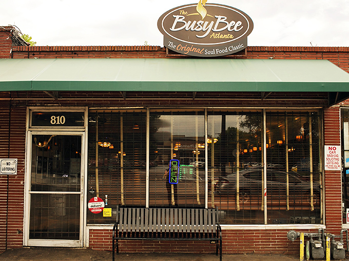 The unassuming brick exterior of Busy Bee Caf&eacute; hides Atlanta's soul food treasure. That bench outside has witnessed countless hungry patrons waiting their turn for greatness.