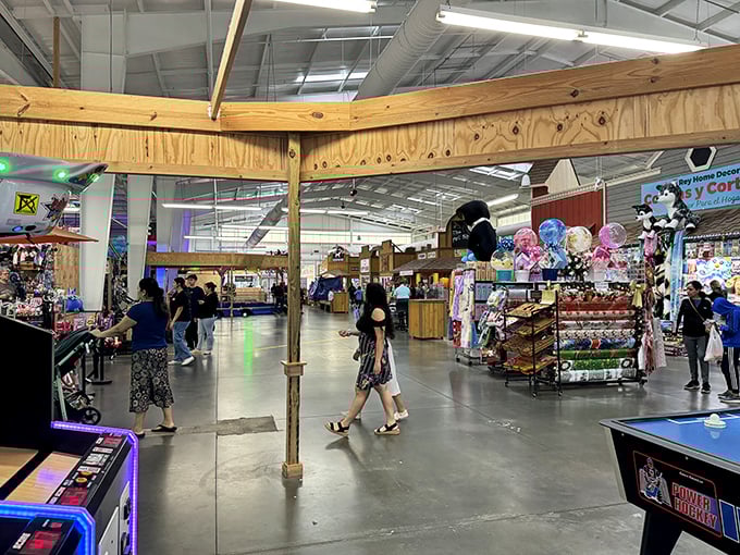 The indoor wonderland of La Vaquita stretches before you like a treasure map waiting to be explored, complete with wooden beams and colorful vendor stalls.