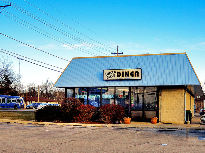 That iconic blue roof isn't just eye-catching&mdash;it's a beacon for hungry travelers seeking authentic diner magic in Roselle's suburban landscape.