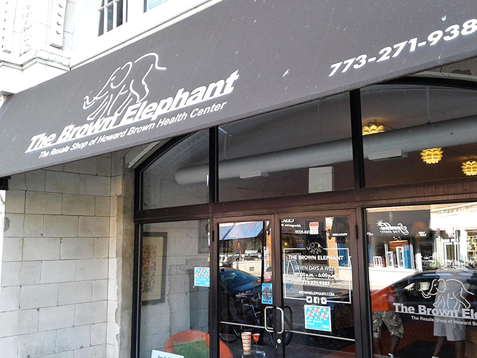 The iconic brown awning with white elephant logo welcomes treasure hunters to this Andersonville institution, where shopping and charity beautifully collide.