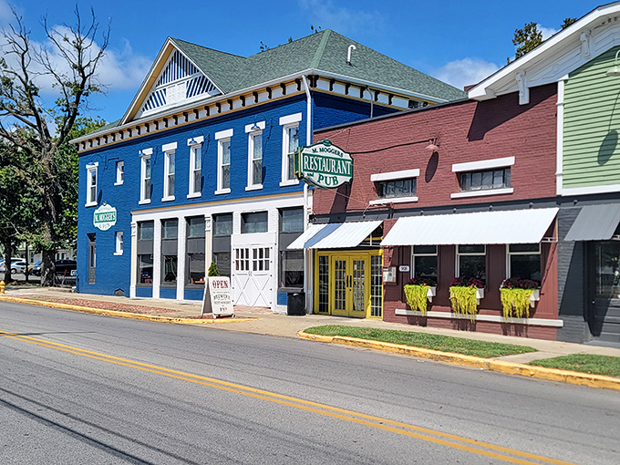 From the street, this historic blue beacon promises good times and great food, standing proudly among Terre Haute's downtown renaissance.
