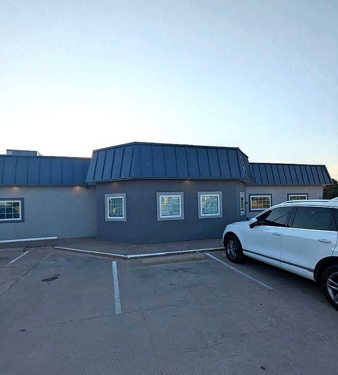 Approaching Meridy's at dusk, when the warm glow from its windows beckons road-weary travelers like a lighthouse for the famished.