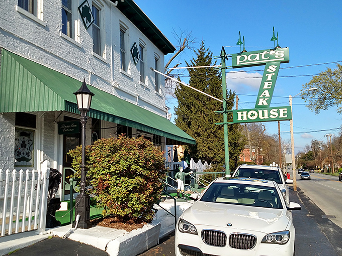 Pat's iconic green and white sign has guided hungry Louisville locals to beef paradise since long before GPS could point the way.