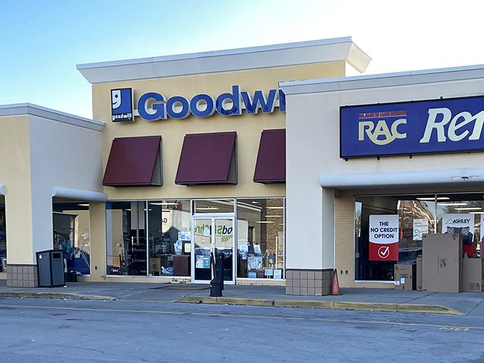 That yellow and blue facade might look unassuming, but it's hiding treasures that'll make your wallet sing with joy.