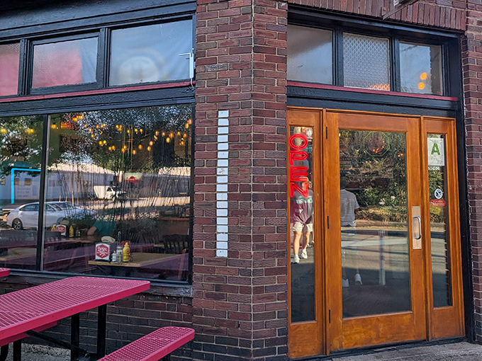 Step through these doors and suddenly it's 1975 again, but with better ventilation and the same great burgers.