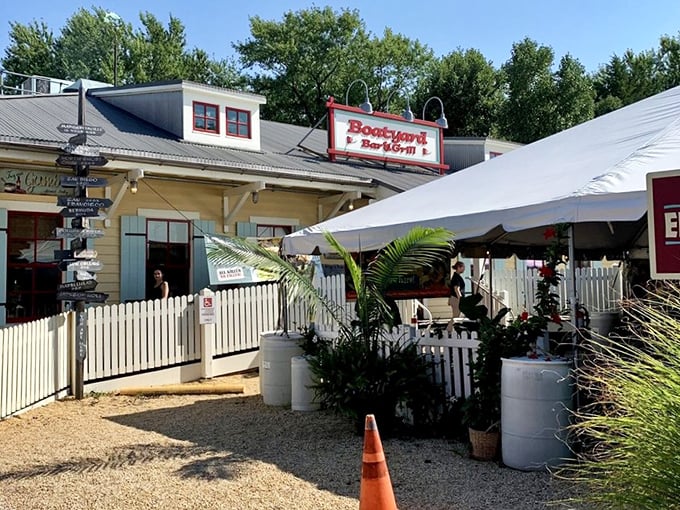 The quintessential Annapolis welcome: a charming cream exterior with white picket fence that practically whispers, "Come in, the seafood's fine!"