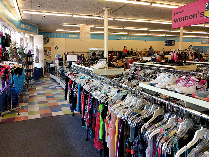 The classic brick storefront might not scream "fashion destination," but savvy Maryland shoppers know this Easton Goodwill Super Store hides affordable style treasures within.