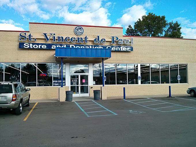 The unassuming exterior of St. Vincent de Paul hides a treasure trove within, like finding a Picasso at a garage sale.