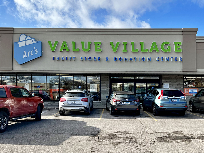 The bright green signage of Arc's Value Village beckons like a lighthouse for bargain hunters navigating the sea of retail options.