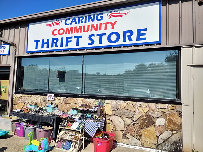 The unassuming exterior of Caring Community Thrift Store belies the wonderland of treasures waiting inside. Bargain hunters, prepare for your new happy place!