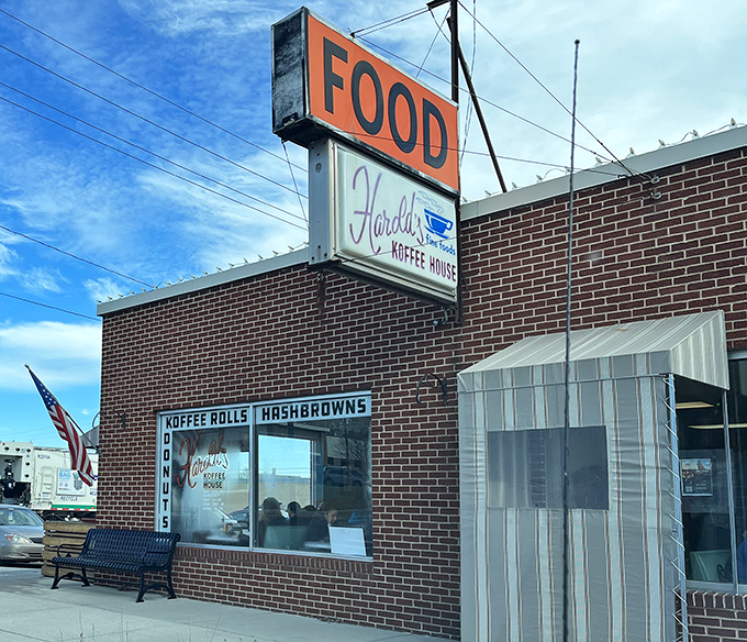 That classic "FOOD" sign doesn't lie &ndash; Harold's delivers exactly what it promises with neighborhood charm.