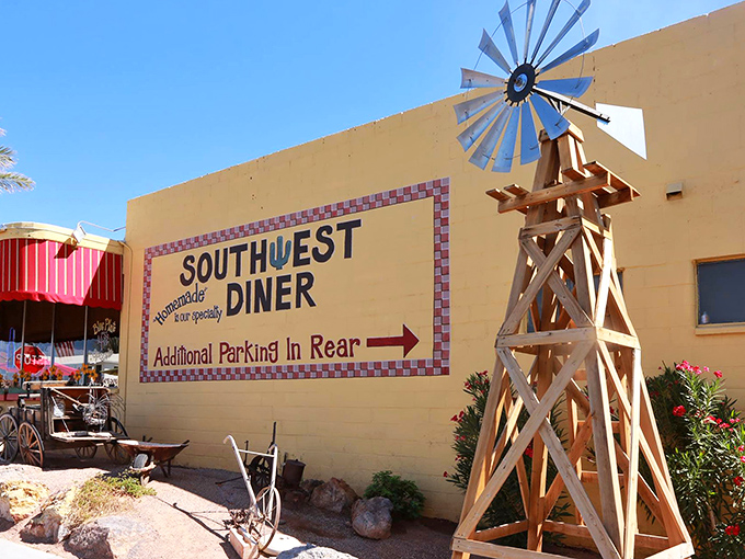 A decorative windmill and rustic signage announce "Homemade is our specialty!" &ndash; words that aren't just marketing but a genuine philosophy evident in every bite.