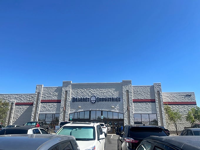 Under clear blue Nevada skies, this thrift store fortress stands ready to welcome bargain hunters and treasure seekers alike.