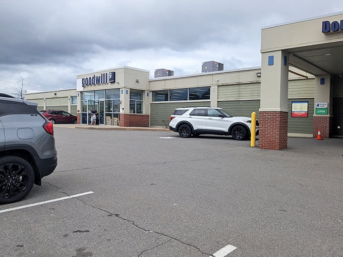 The unassuming exterior of Manchester's Goodwill hides a treasure trove within&mdash;like finding the entrance to Narnia in an ordinary wardrobe.