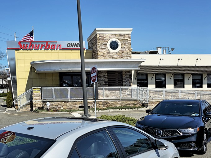 The classic American diner gets a modern facelift at Suburban Diner, where stone accents and clean lines welcome hungry Paramus visitors.
