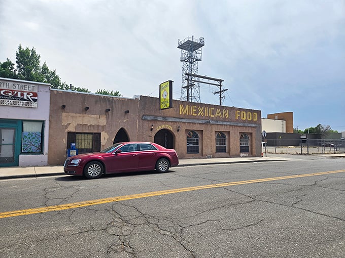 The adobe fa&ccedil;ade with "MEXICAN FOOD" in bold yellow letters isn't trying to impress anyone&mdash;it's too busy perfecting what's inside instead.