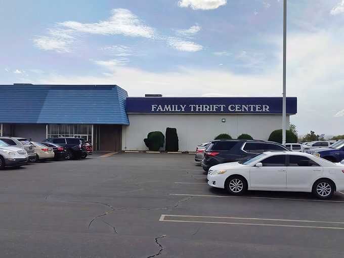 The unassuming blue awning of Family Thrift Center belies the treasure trove waiting inside, like finding a portal to bargain heaven in a strip mall.