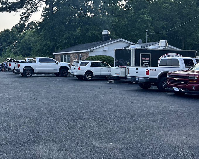 The parking lot tells the real story&mdash;trucks lined up like faithful pilgrims making their carnivorous journey to the promised land of ribeye.