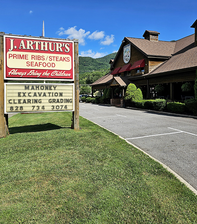 The mountain lodge exterior promises comfort food without the fuss&mdash;exactly what you're hoping to find in Maggie Valley.