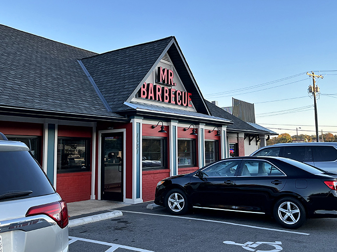 The black-roofed sanctuary of smoke and sauce stands proudly on Peters Creek Parkway, a beacon for barbecue pilgrims seeking salvation from mediocre meals.