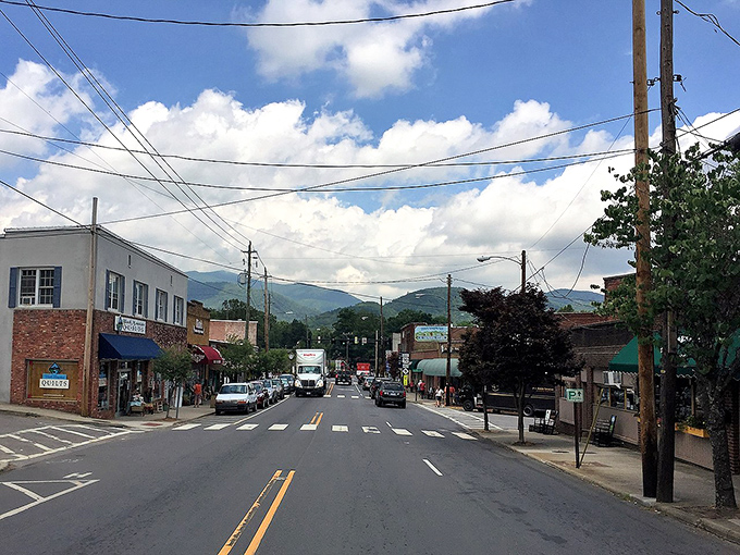 Downtown Black Mountain welcomes you with mountain views that frame the streetscape like nature's own masterpiece.