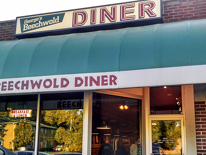 That turquoise awning isn't just eye-catching&mdash;it's a beacon of hope for hungry souls seeking authentic diner magic in Columbus.