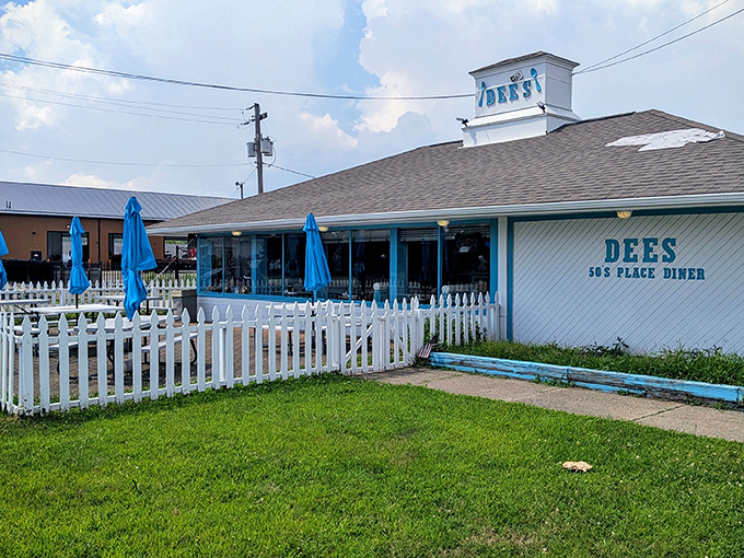 Nostalgia comes in turquoise at Dee's, where the welcoming facade and patio umbrellas create the perfect backdrop for your next Instagram-worthy food adventure.