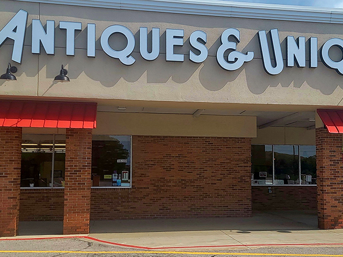 The storefront beckons like a portal to the past, its bold lettering promising treasures that IKEA simply can't replicate.