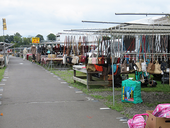 Rows of handbags and accessories stretch into the distance &ndash; a fashionista's treasure hunt where one person's castoff becomes another's statement piece.