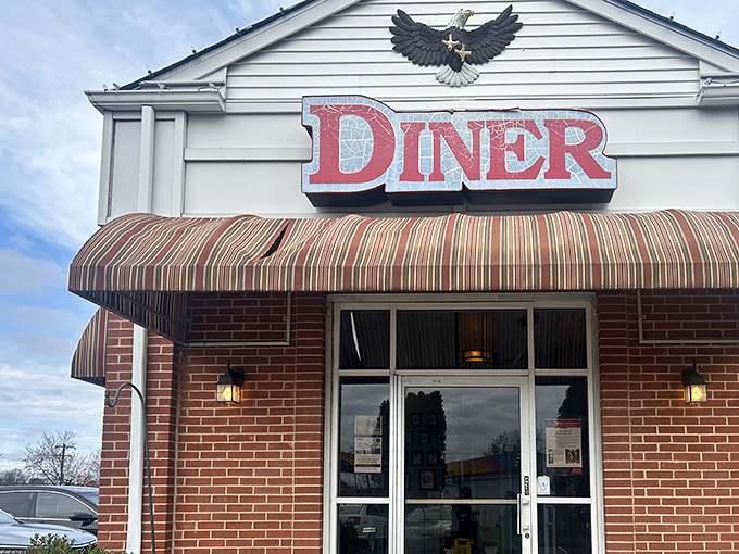The iconic Eagle Diner sign perched above striped awnings promises comfort food salvation to hungry Warminster travelers. A Pennsylvania breakfast landmark worth the journey.