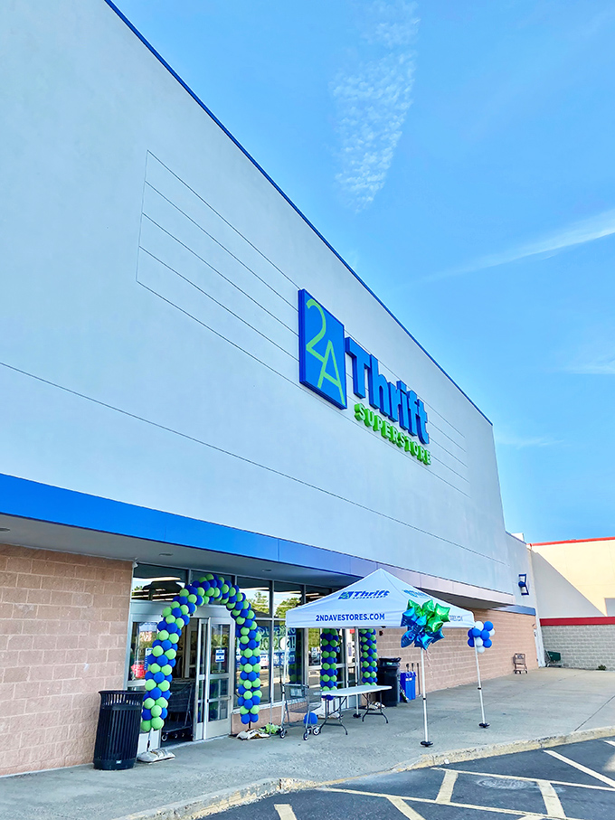 The iconic blue and green signage of 2nd Ave Thrift Superstore stands as a beacon for bargain hunters across Pennsylvania.