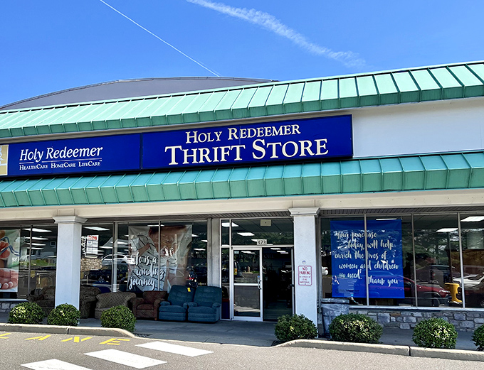 The unmistakable blue and mint-green fa&ccedil;ade of Holy Redeemer Thrift Store stands like a beacon for bargain hunters across Pennsylvania.