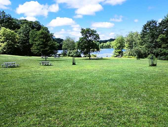 The perfect picnic paradise awaits at Nescopeck's lakeside lawn. Mother Nature's dining room comes complete with water views and a soundtrack of rustling leaves.
