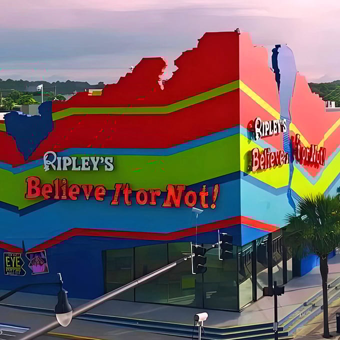 Sunset casts a magical glow on Ripley's unmistakable exterior, transforming this temple of oddities into something even more surreal.